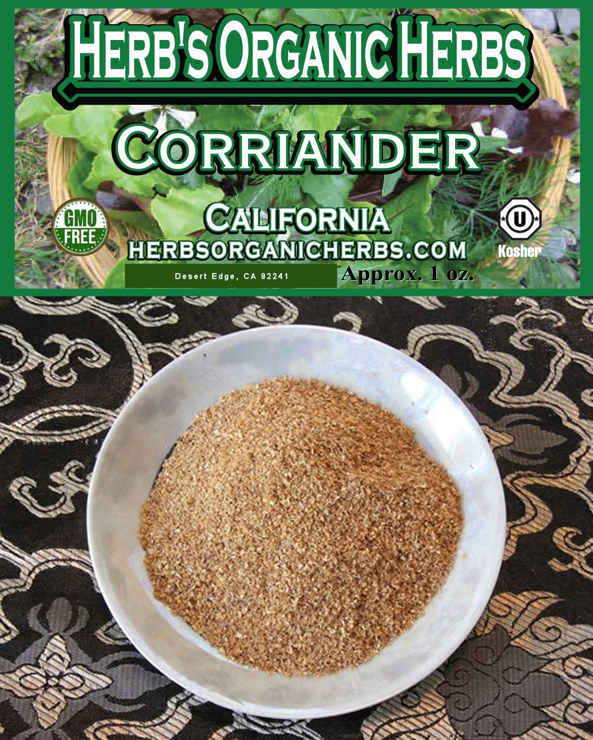 Corriander (ground) – Herb's Organic Herbs - Certified Kosher Dried ...